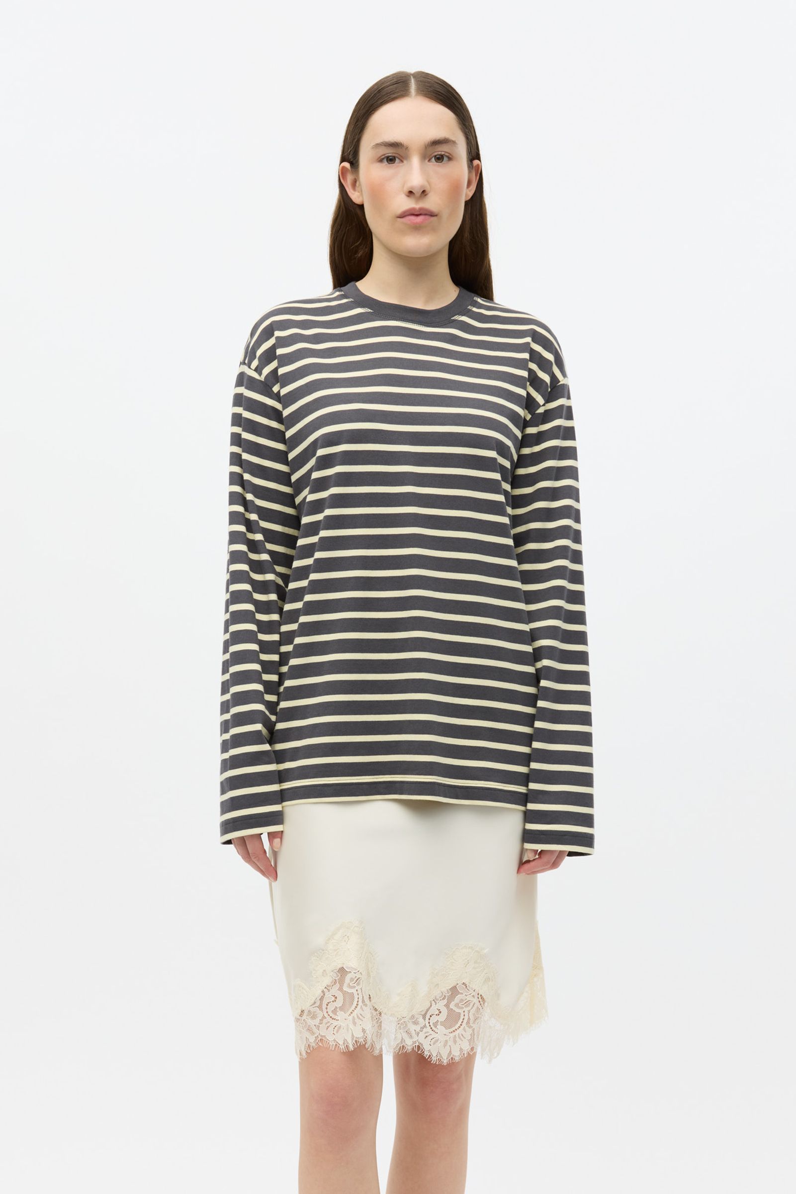 ENKULLA LS STRIPE 5310 Asphalt Cream Stripe | Envii®