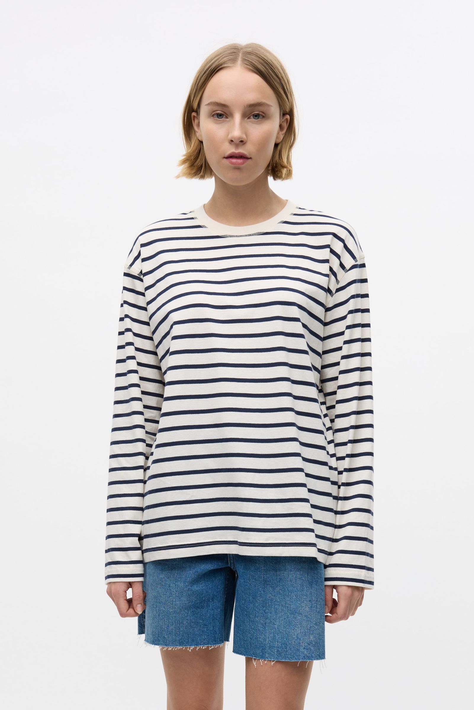 ENKULLA LS STRIPE 5310 Gardenia/Navy Blazer | Envii®